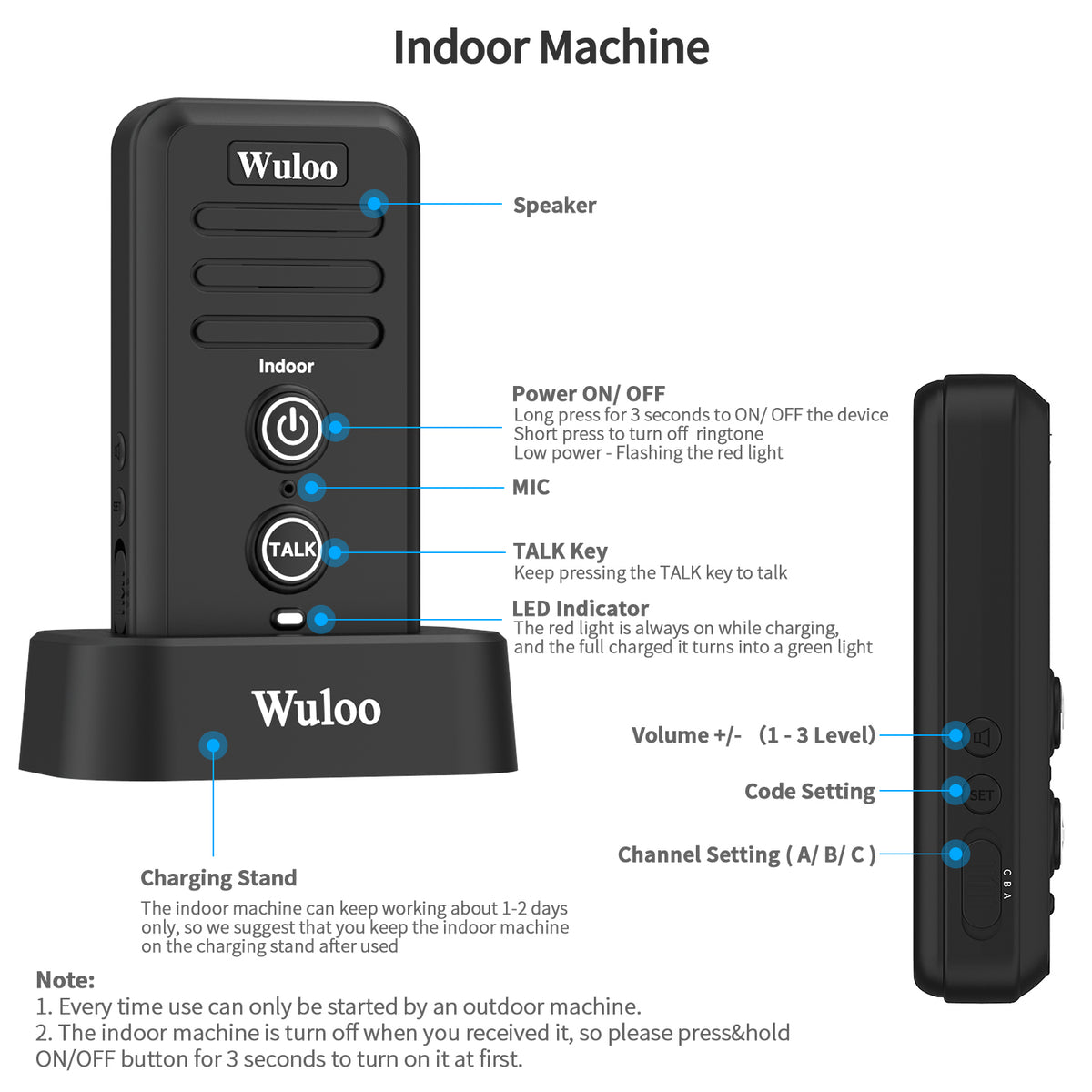 Wuloo Wireless Intercom Doorbell ( 1&2, Black ) – WulooOfficial