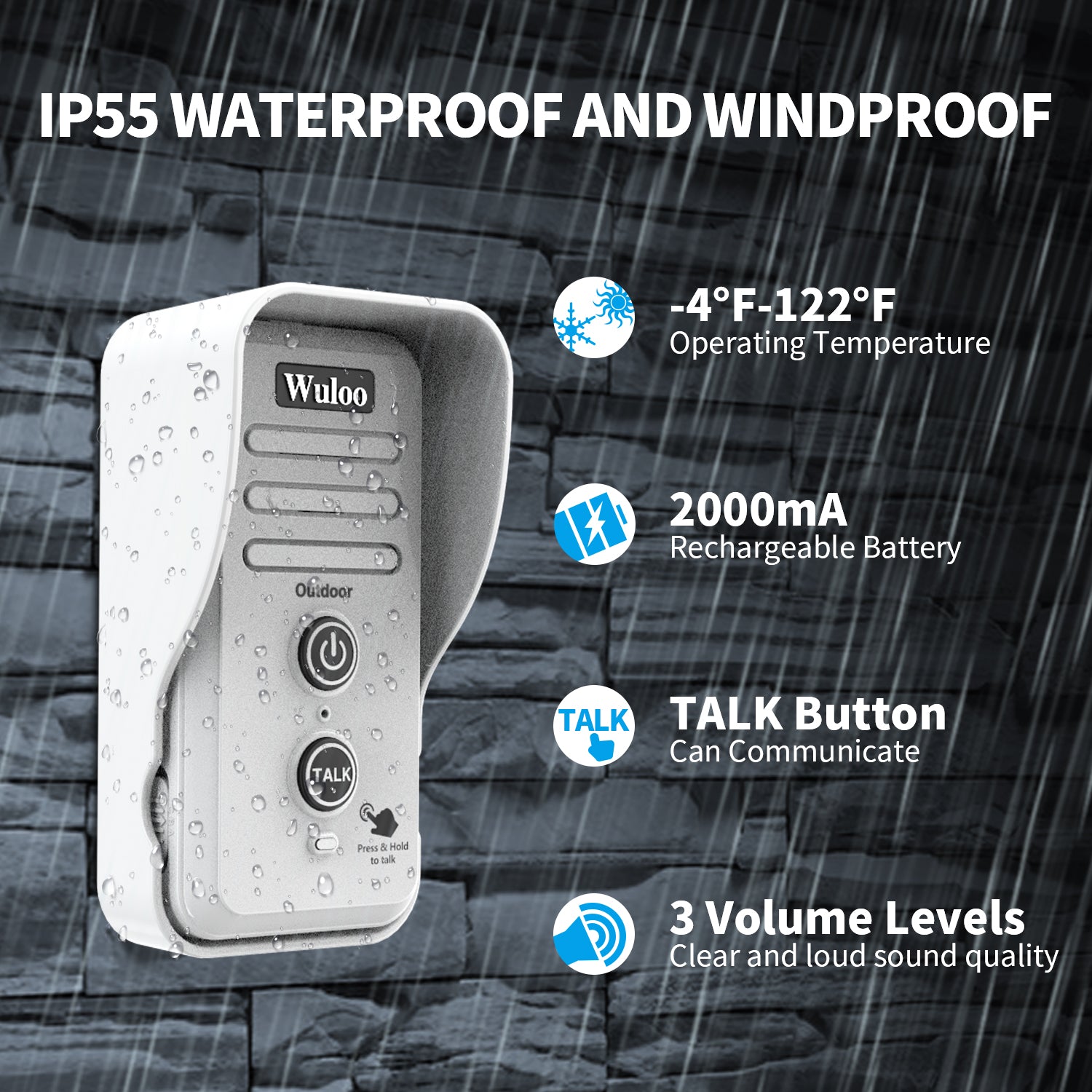 Wuloo Wireless Intercom Doorbell Expandable( Outdoor unit only, White ...