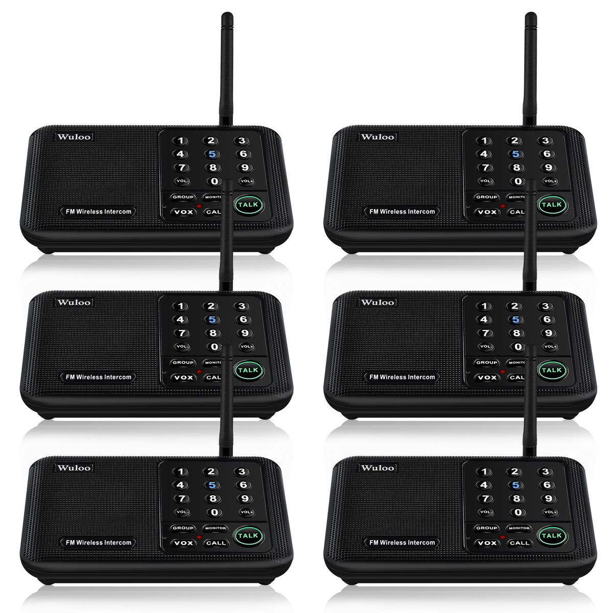 Wuloo Wireless Intercoms System for Home Office WL666 ( 6 packs, Black ...
