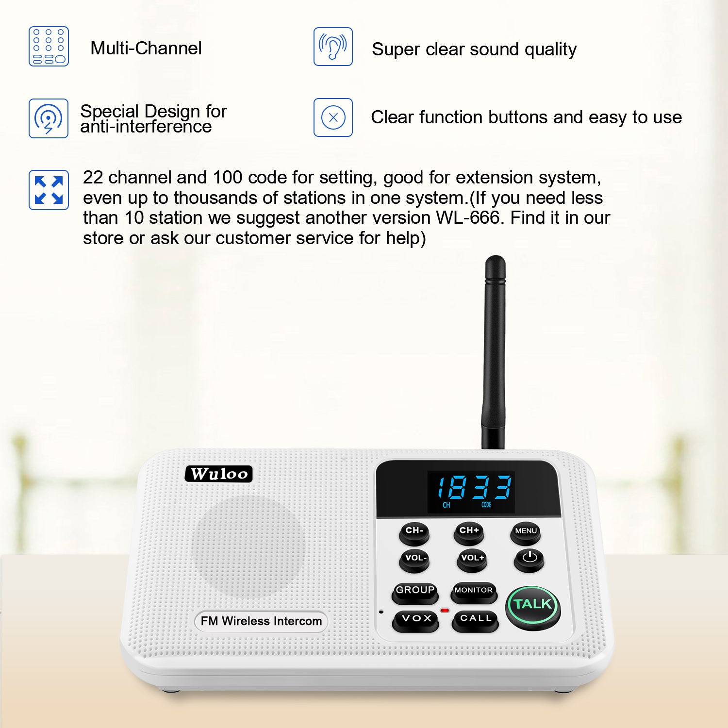 Wuloo Wireless Intercoms System for Home Office WL888 ( 2 packs, White ...